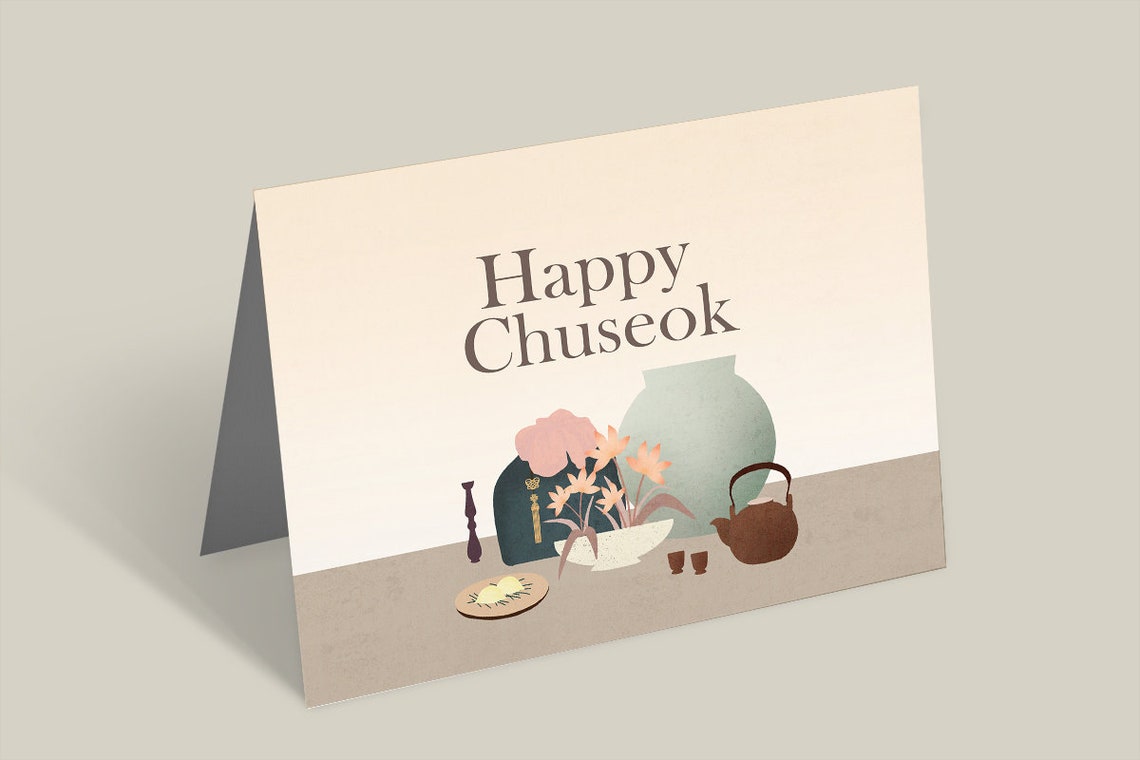 Happy Chuseok Card Printable Korea's Thanksgiving Day Card Traditional ...