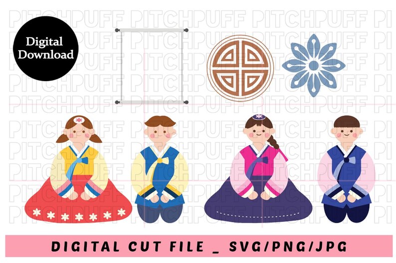 Korean Hanbok | Cute Hanbok Illustration | Korean Dress PNG | Korean ...