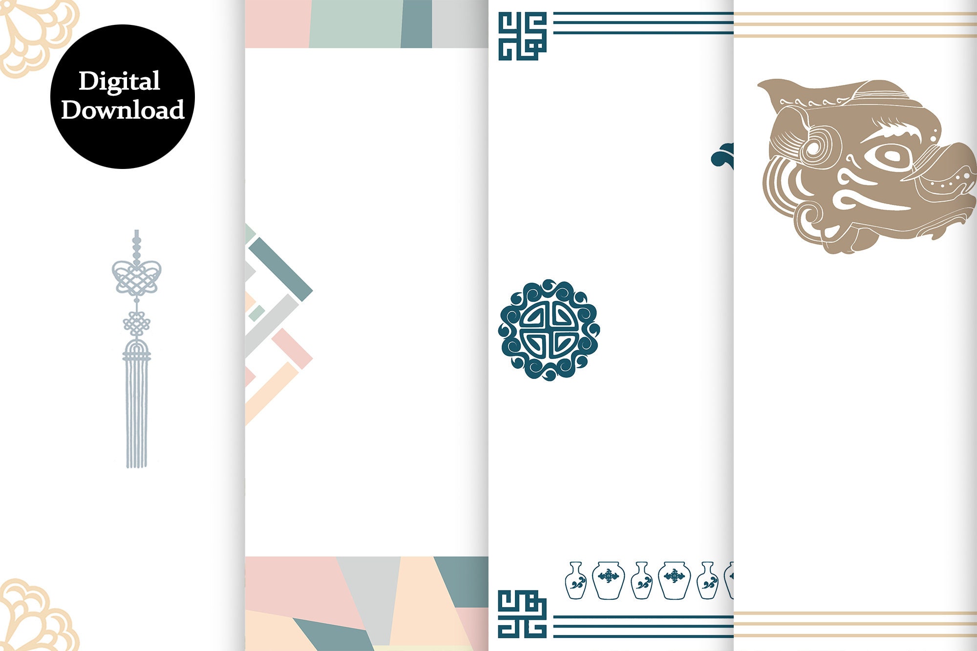 Korea Traditional Pattern Background Signs | Planner Sticker Digital ...