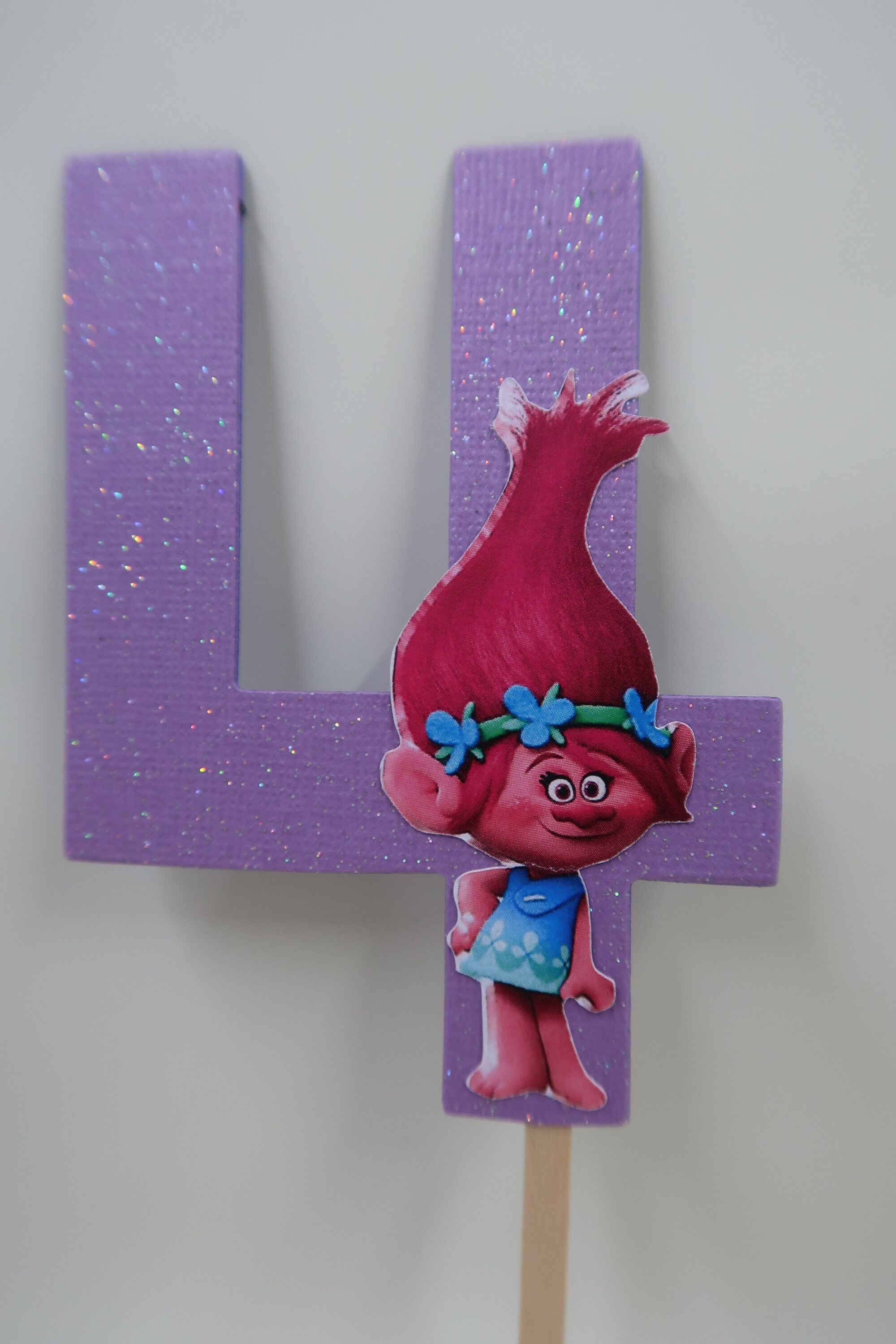 Poppy Trolls Inspired Cake Topper , Birthday Cake Topper, Glitter ...