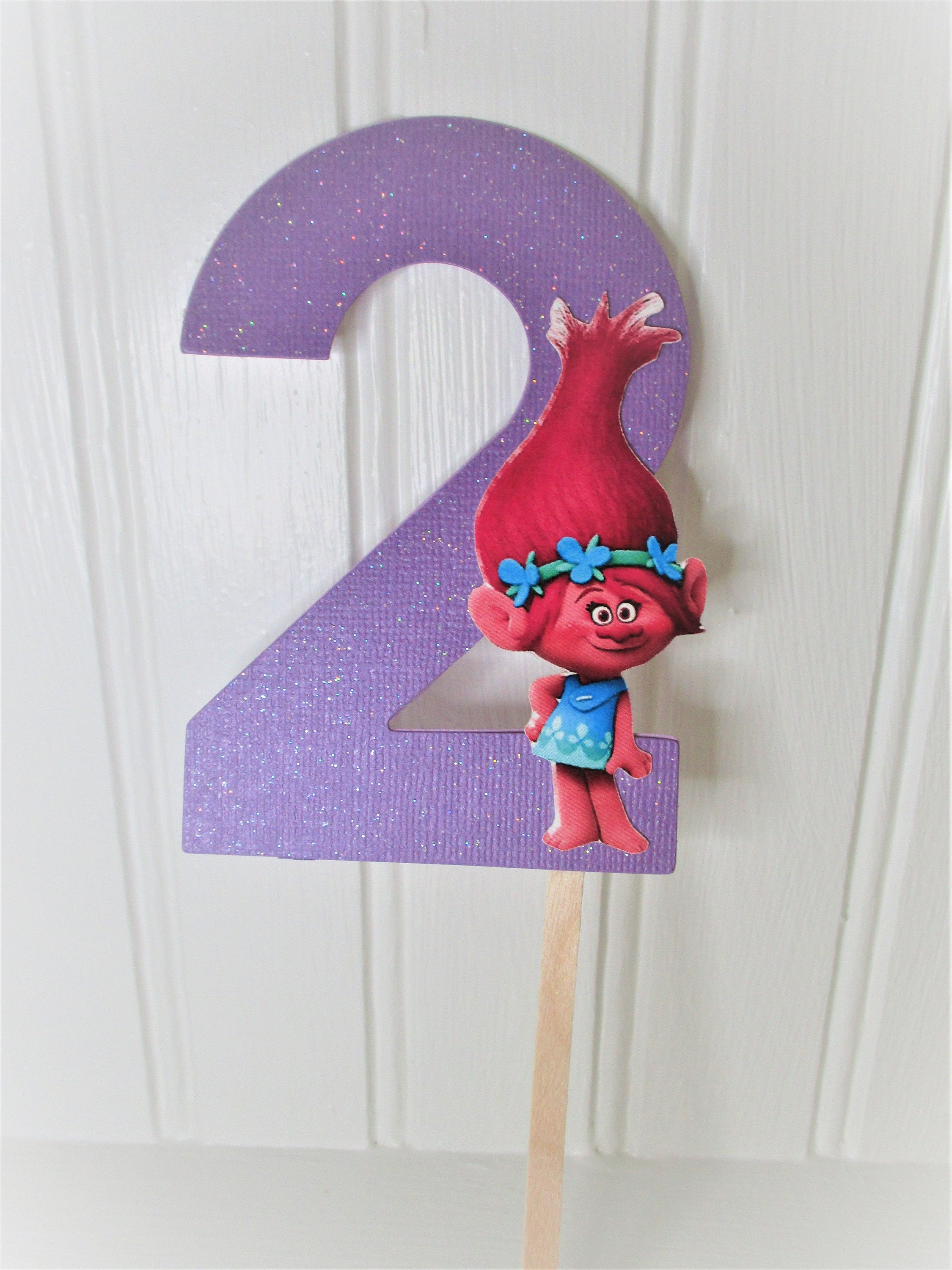 Poppy Trolls Inspired Cake Topper , Birthday Cake Topper, Glitter ...