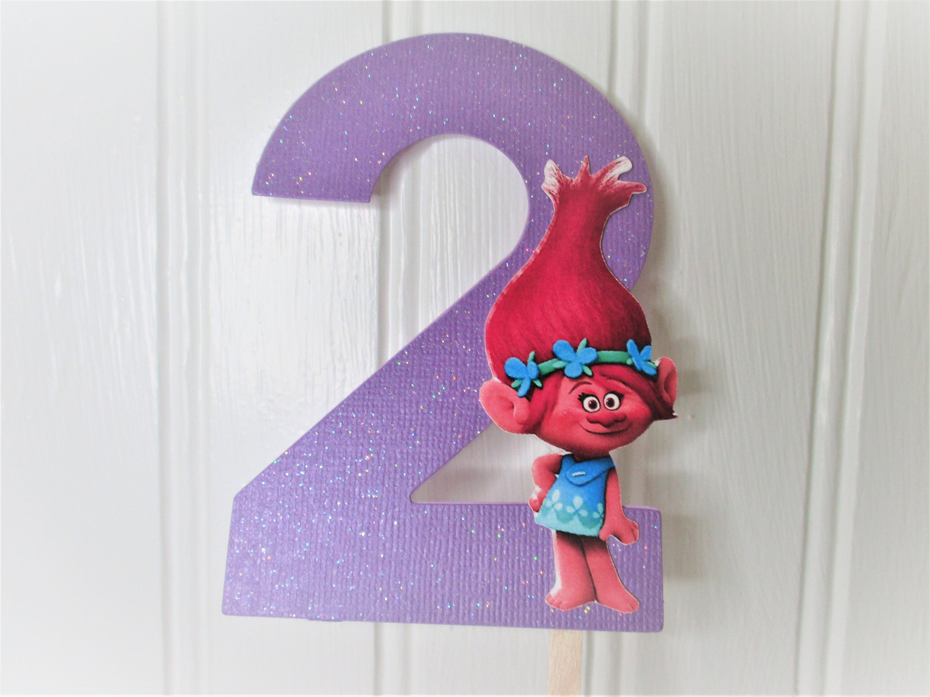Poppy Trolls Inspired Cake Topper , Birthday Cake Topper, Glitter ...