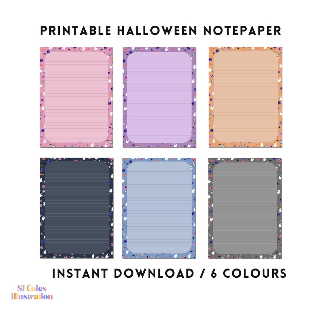 Printable Halloween Notepaper Halloween Pattern Notepaper Instant ...