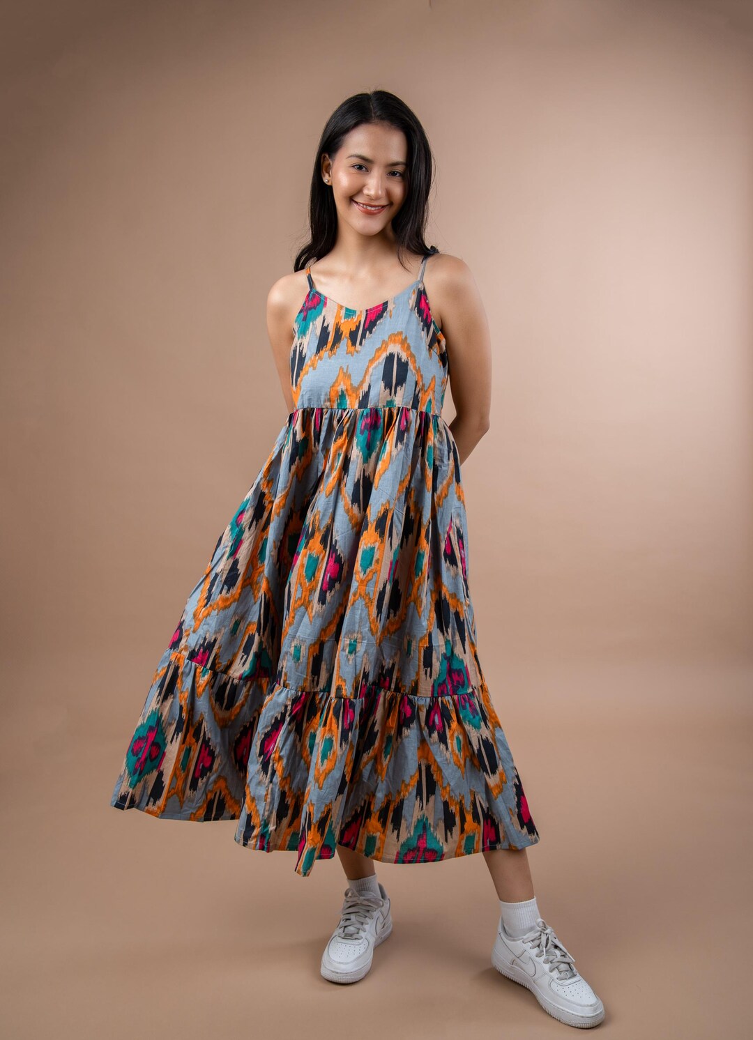 Unique Summer Dress, Without Sleeves Midi Dress, Cotton Ethnic Wear ...
