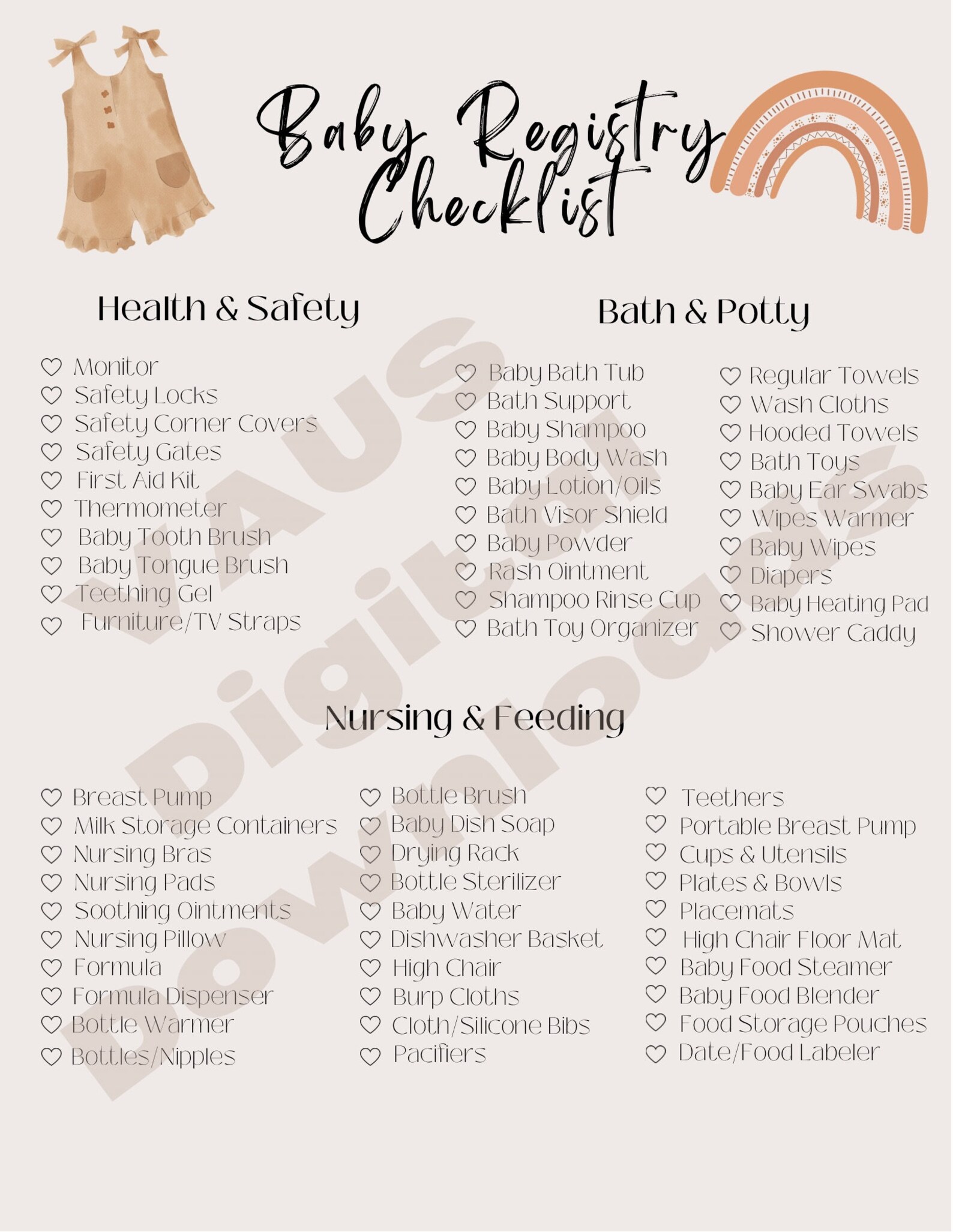 Baby Registry Checklist Detailed Checklist Registry Essentials Baby ...