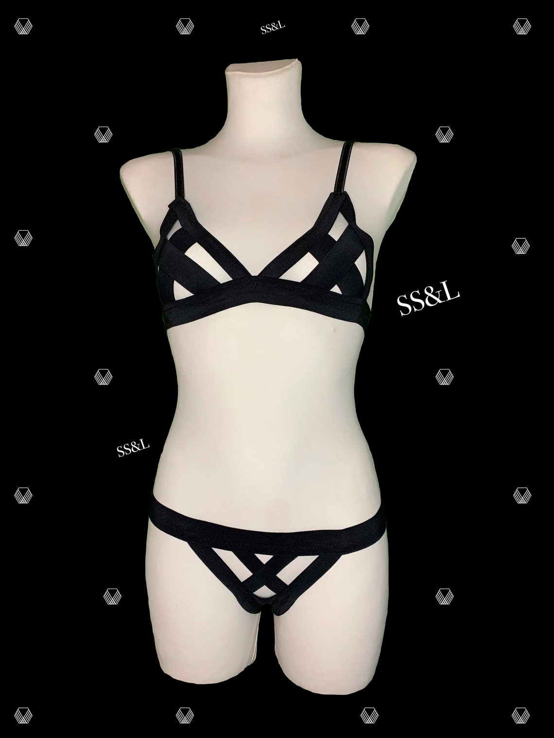 Straps Lingerie Set03 Etsy