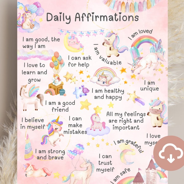 Positive Affirmations Wall Art Kids - Etsy