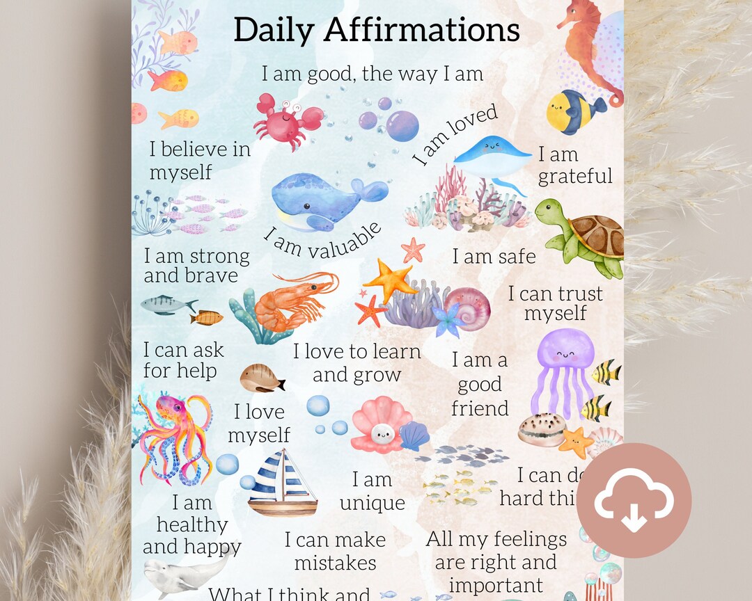 Printable Positive Affirmation Poster Children, Mental Health Wall ...