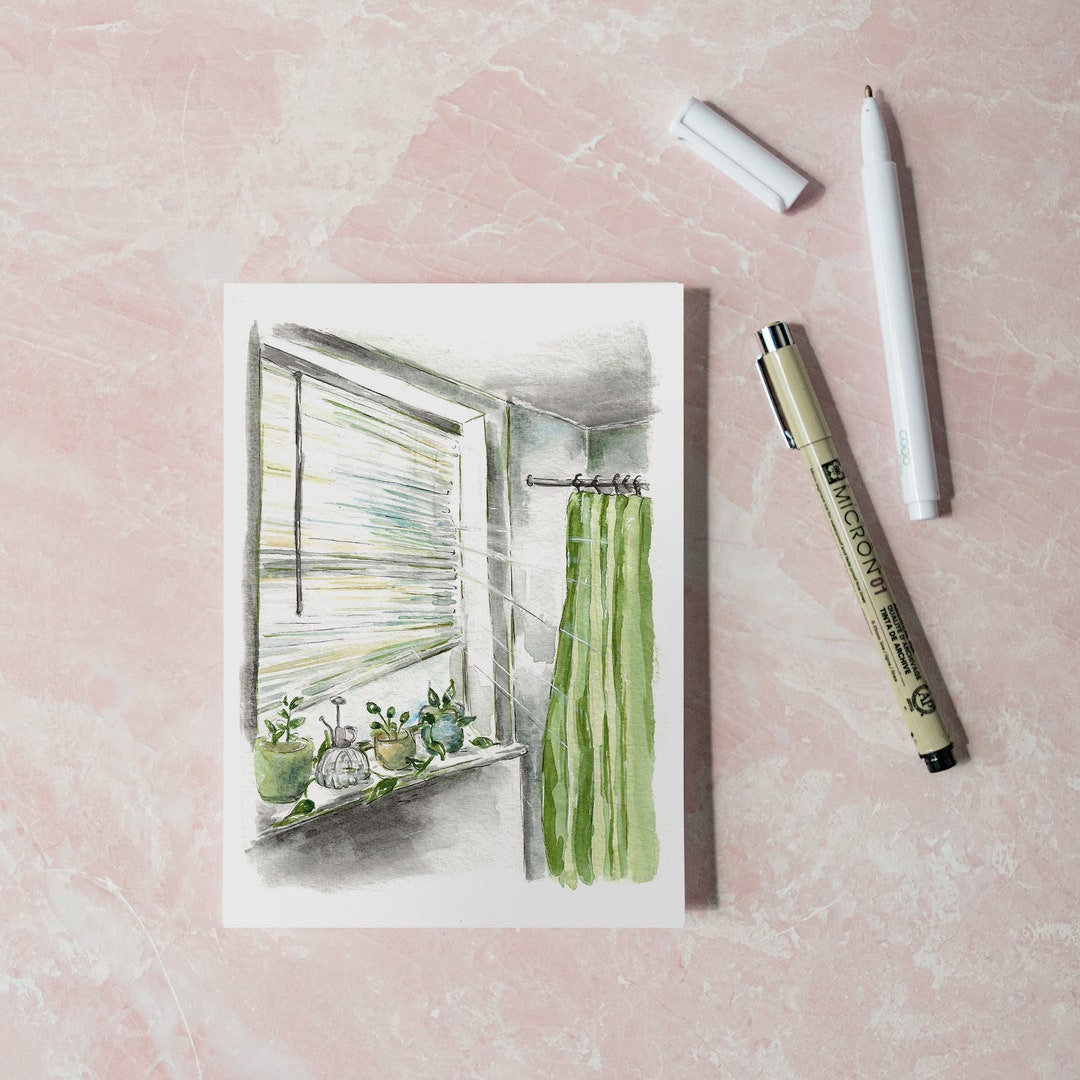 Bathroom Wall Decor Watercolor Painting - Still Life Painting ...