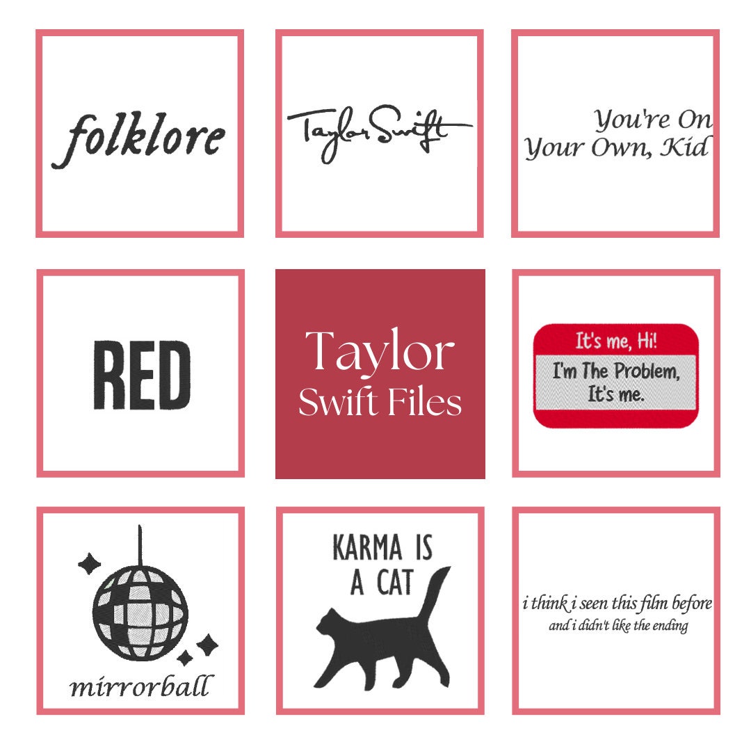 Swiftie Bundle 16 Design Options Embroidery Design File Pedesign - Etsy