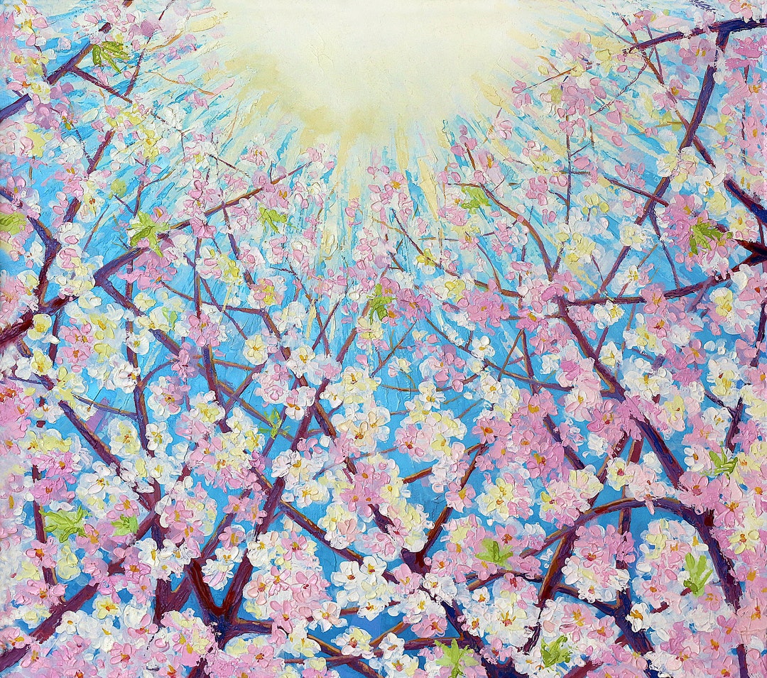 Sakura Blossom Painting Sakura Painting Blooming Sakura Arwork Flowers ...