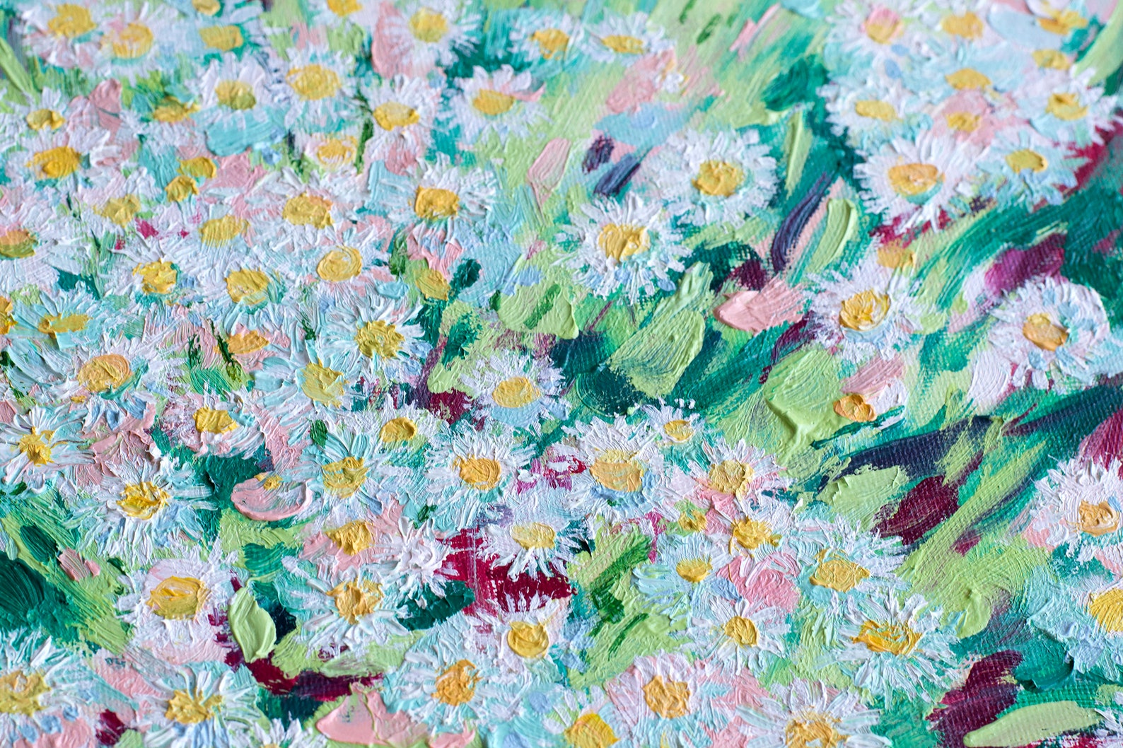 Abstract painting daisies Oil Artwork Daisy Flowers Original | Etsy