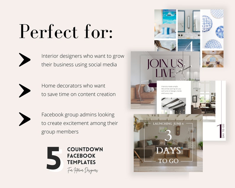 Countdown Facebook Post Template for Interior Designers - Etsy Ireland