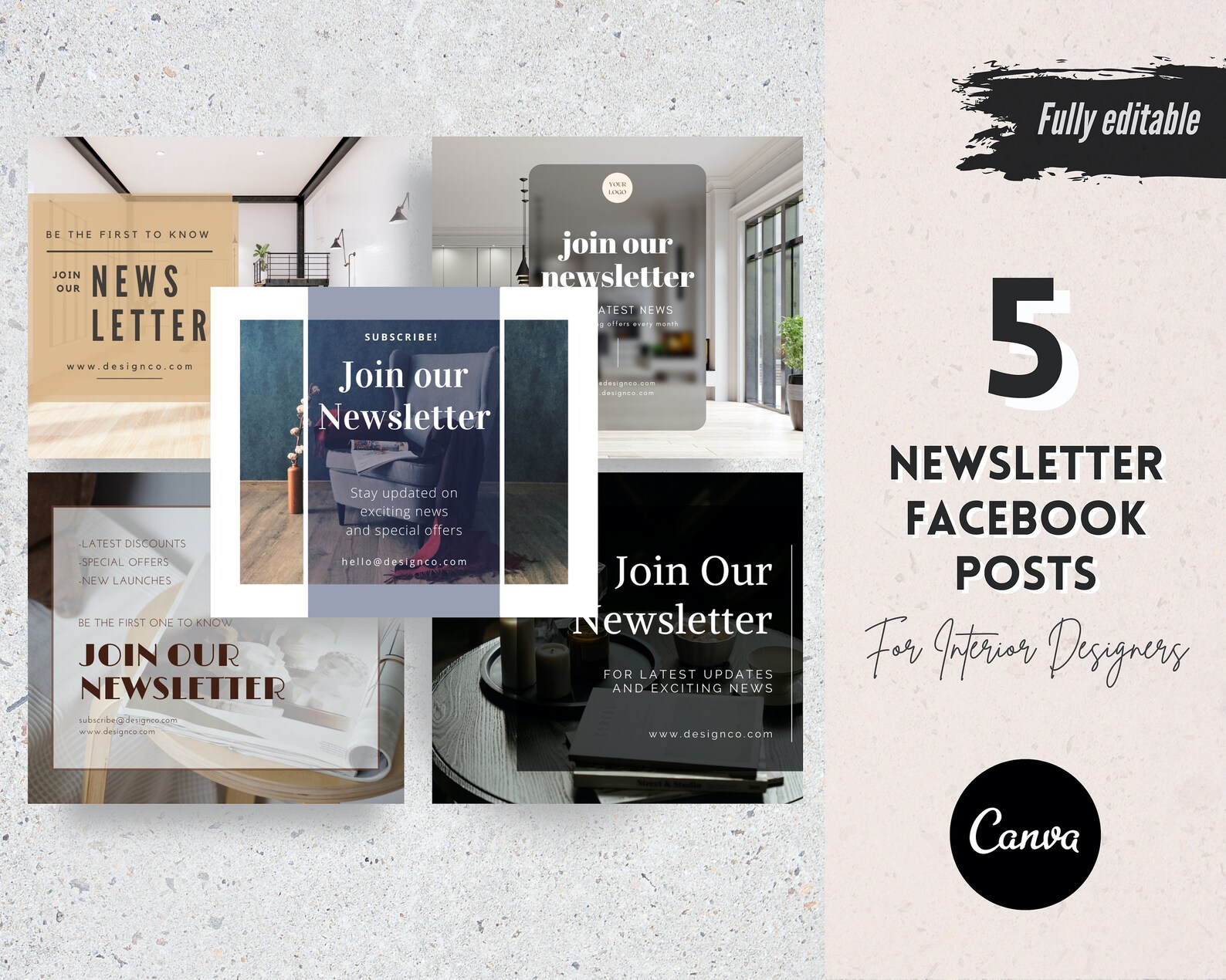 Facebook Join Our Newsletter Templates for Home Decorators Social Media ...