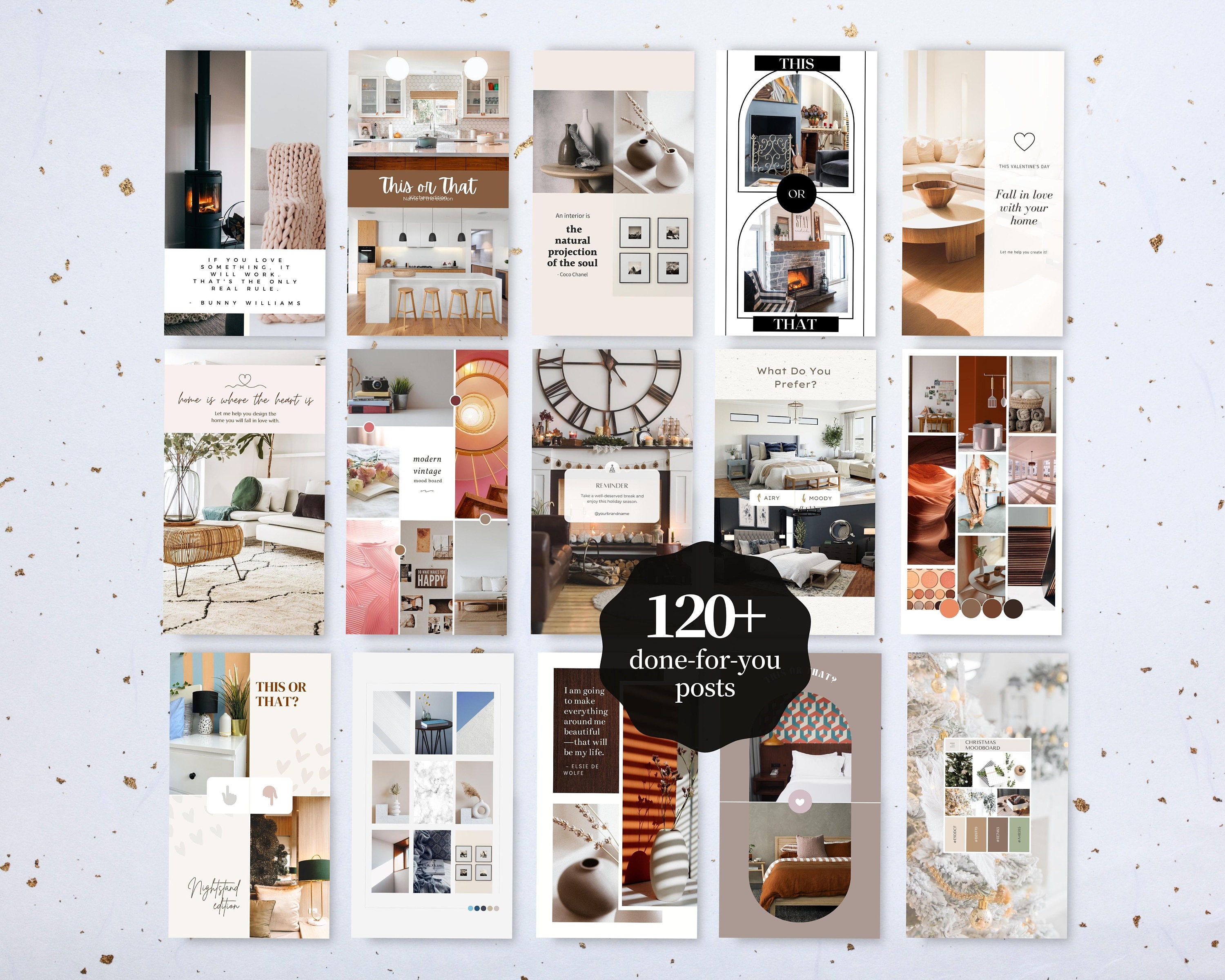 Interior Design Story Bundle Editable Canva Template Moodboards, This ...