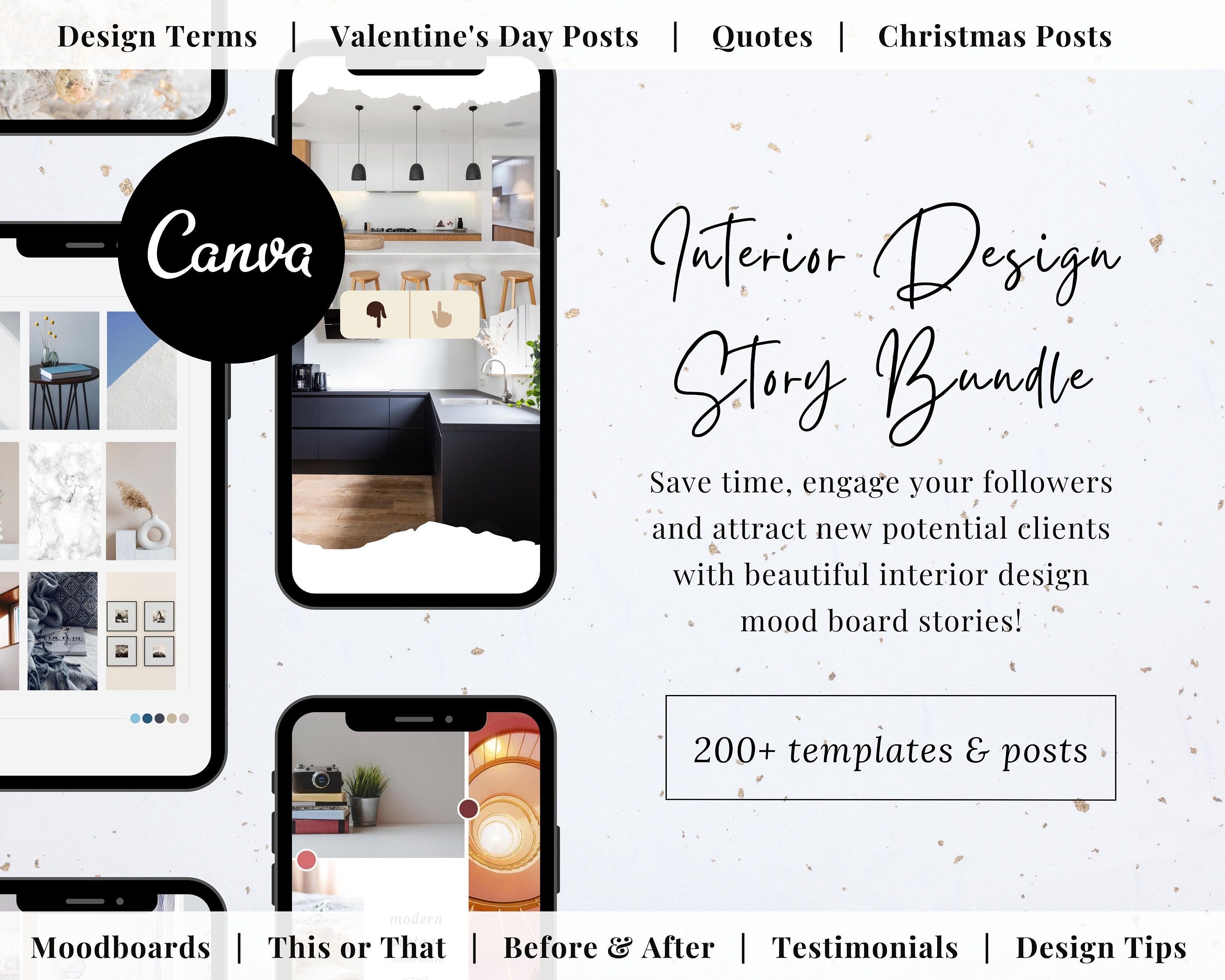 Interior Design Story Bundle | Editable Canva Template | Moodboards ...