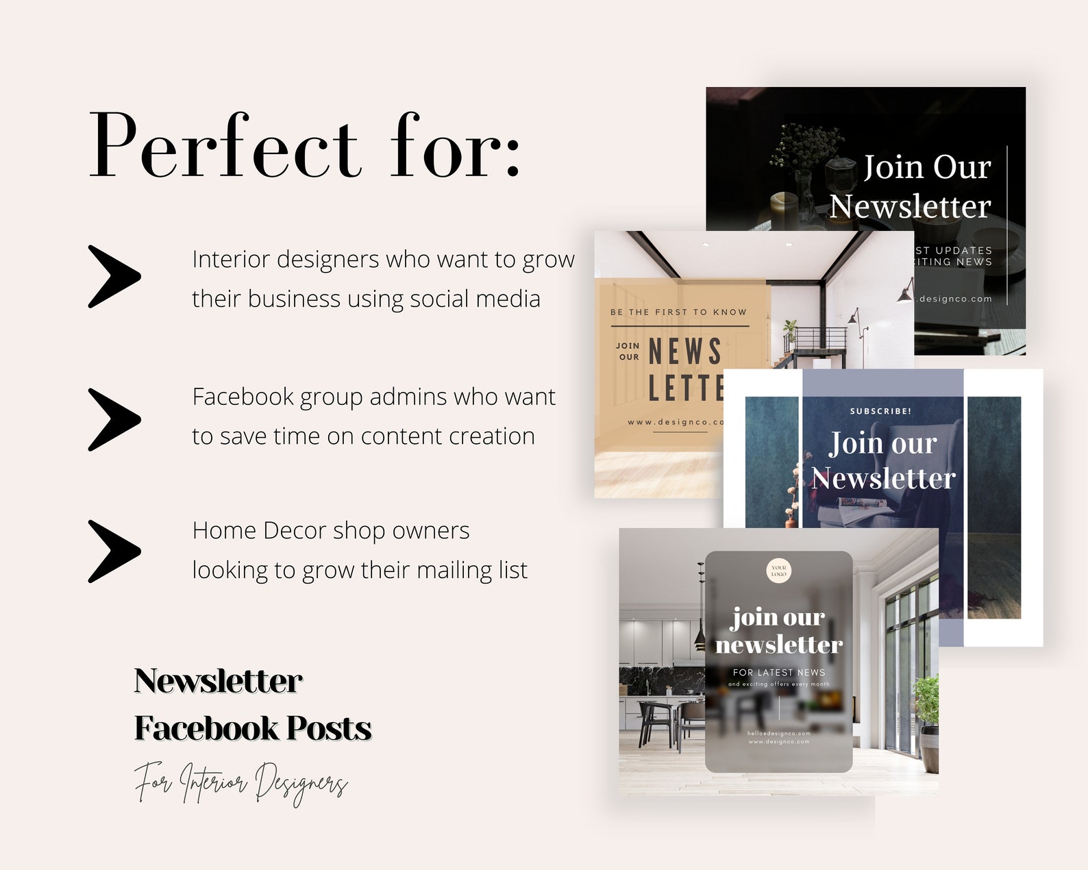 Facebook Join Our Newsletter Templates for Home Decorators Social Media ...