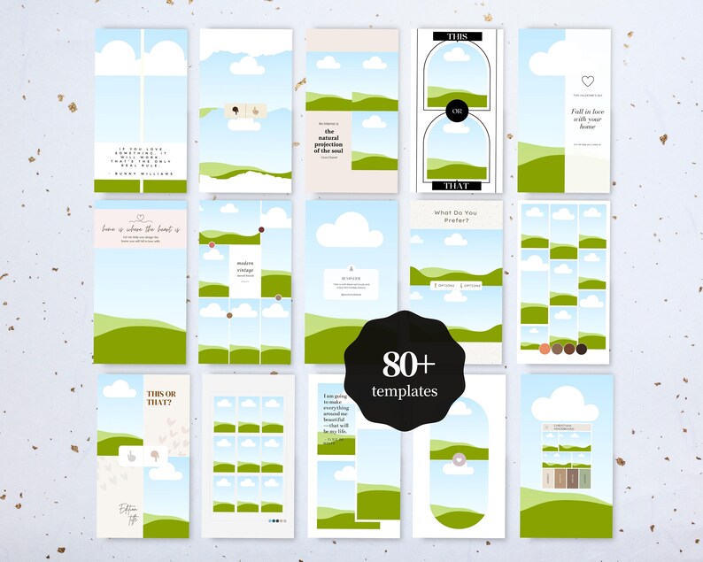 Interior Design Story Bundle Editable Canva Template Moodboards, This ...