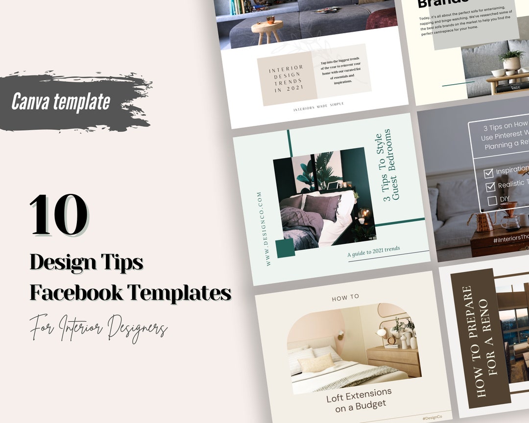 Interior Design Tips Facebook Posts Editable Canva Template Home Decor ...