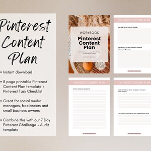 Pinterest Content Plan Template Printable Pinterest Workbook Pinterest ...