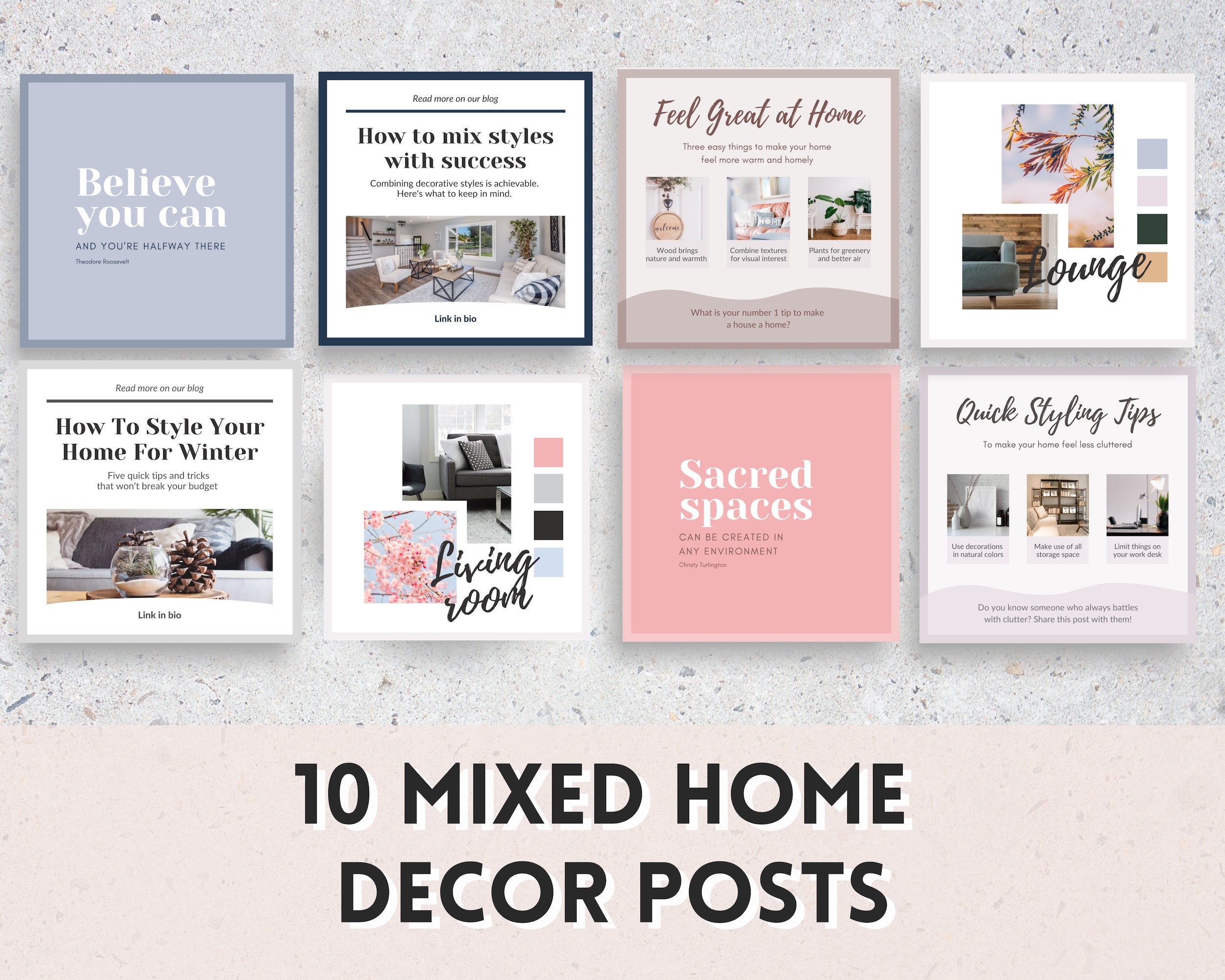 Interior Design Instagram Posts Bundle Home Decor Posts Realtor Social ...