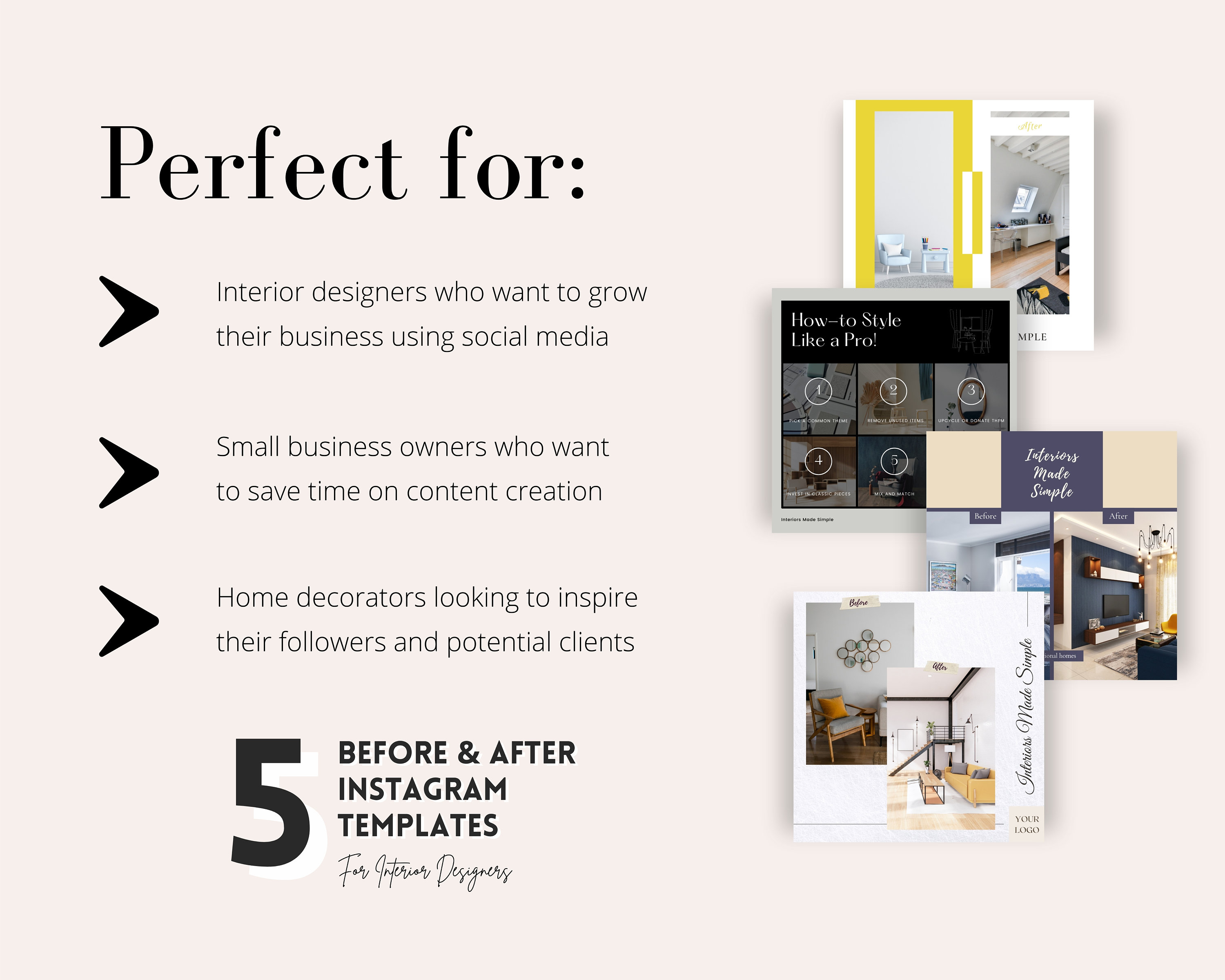 Before and After Editable Interior Design Instagram Template | Social ...