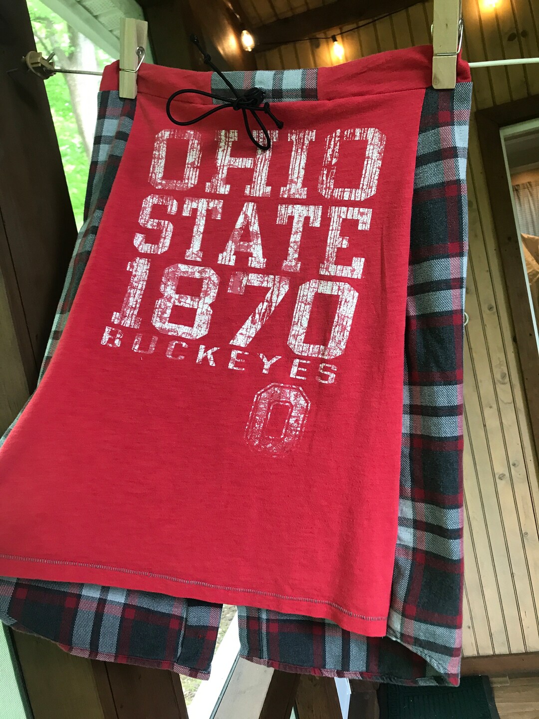 OHIO STATE 1870 Buckeyes Red T-shirt Skirt Upcycled With Soft Plaid ...