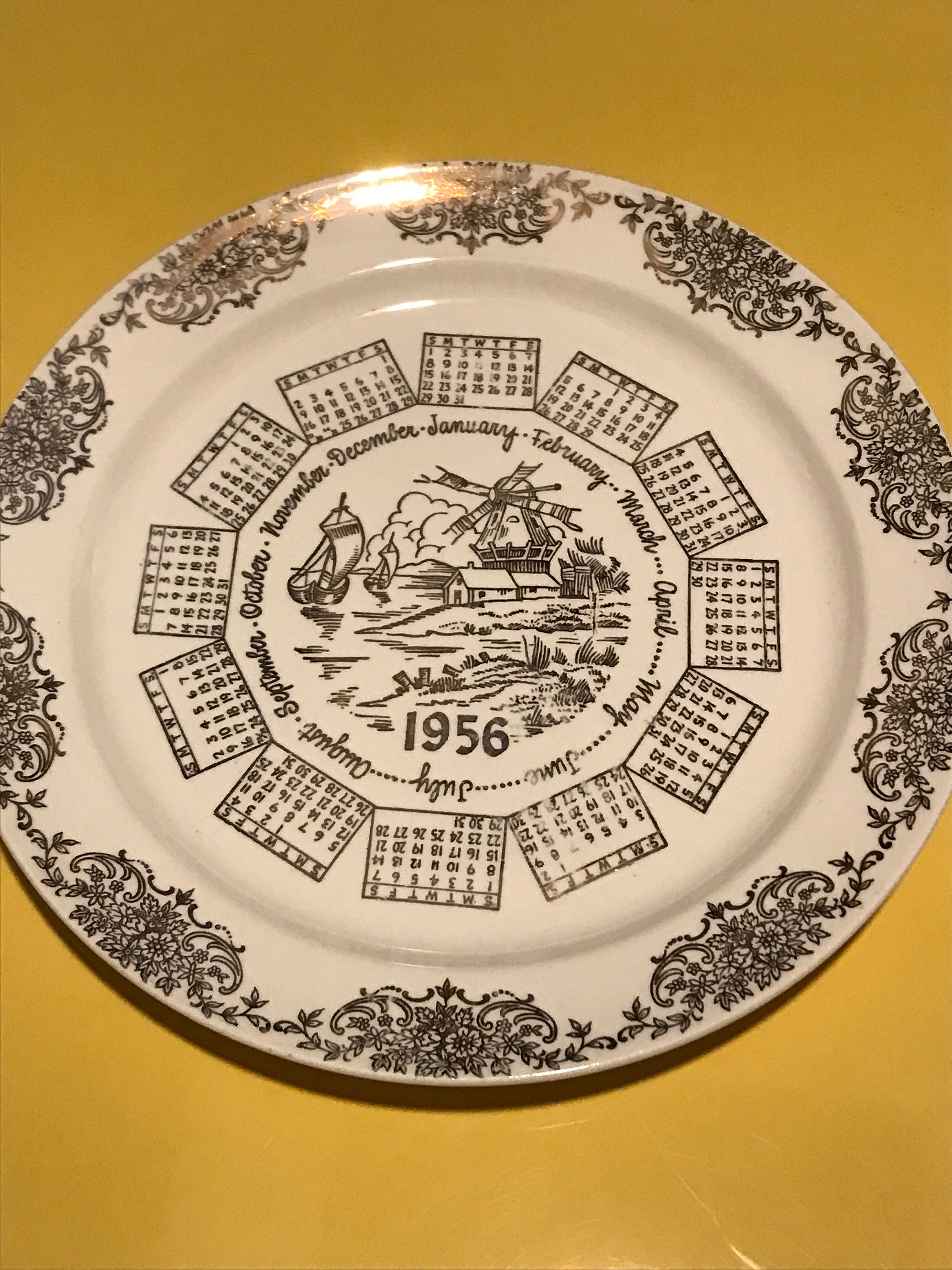 Vintage MCM Wall Decor Full Calendar Year Plates With Gold Stamping by ...