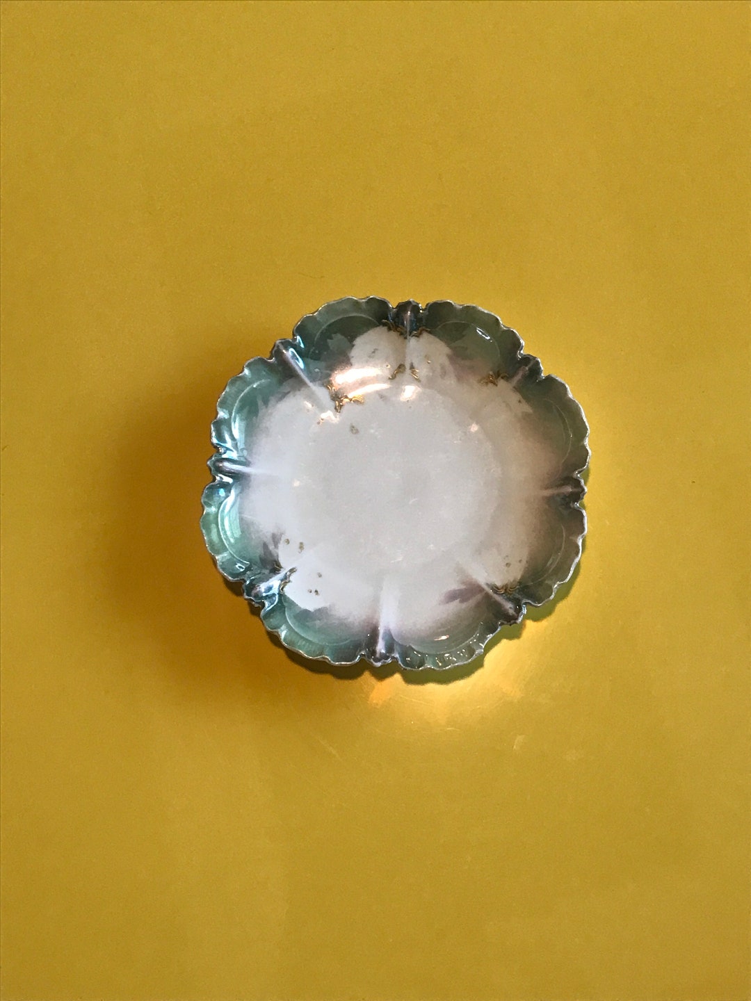 RS Prussia Vintage Hand Painted Bon Bon Plate With Green Flowers and a ...