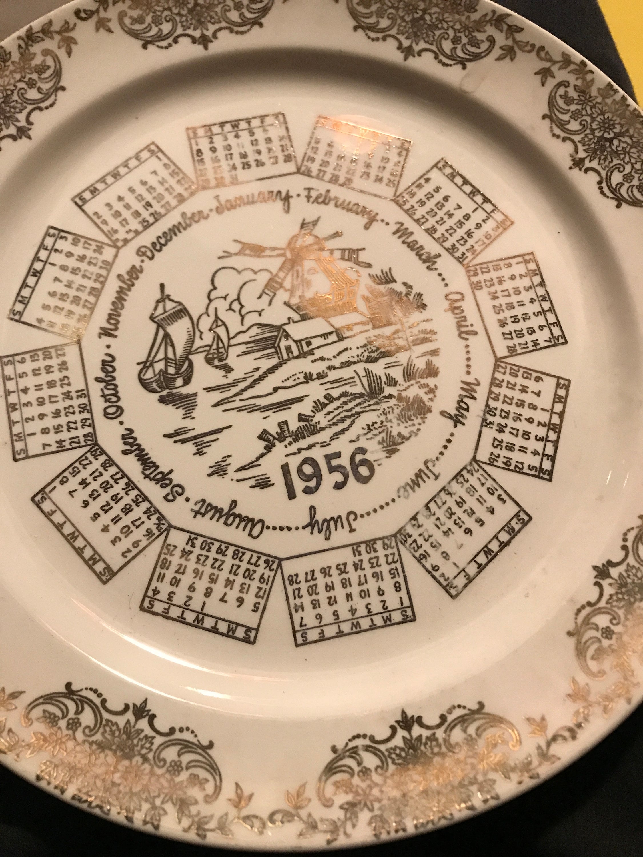 Vintage MCM Wall Decor Full Calendar Year Plates With Gold Stamping by ...
