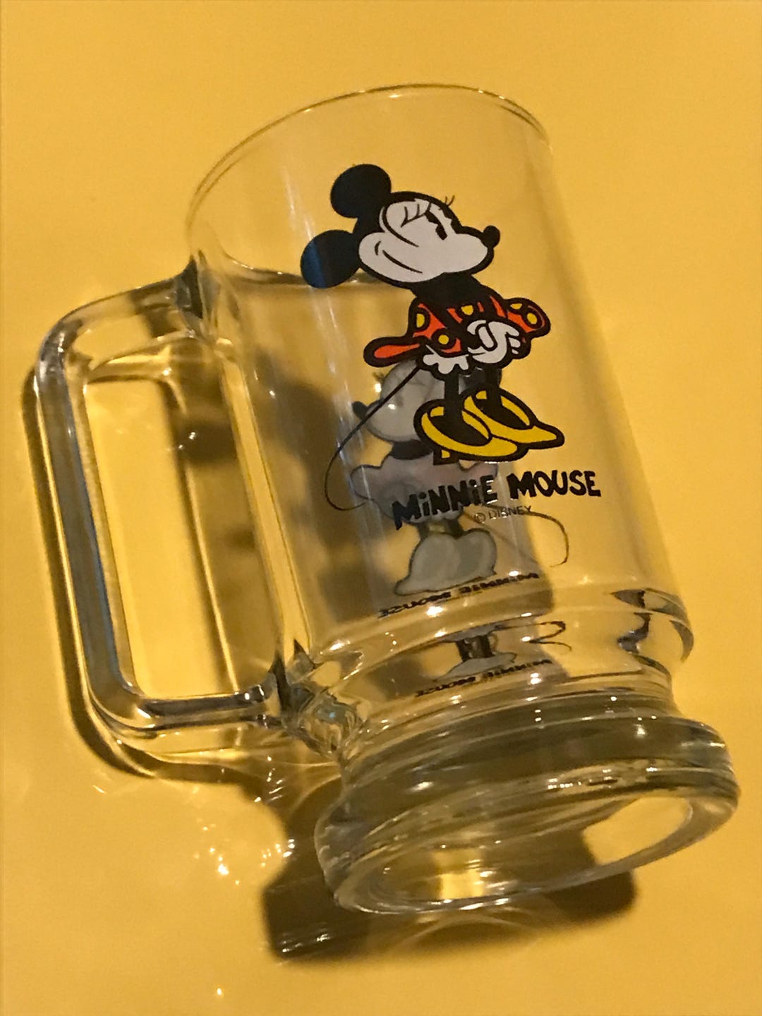 Vintage Minnie the Mouse Clear Glass Mug / Stein With Handle - Etsy