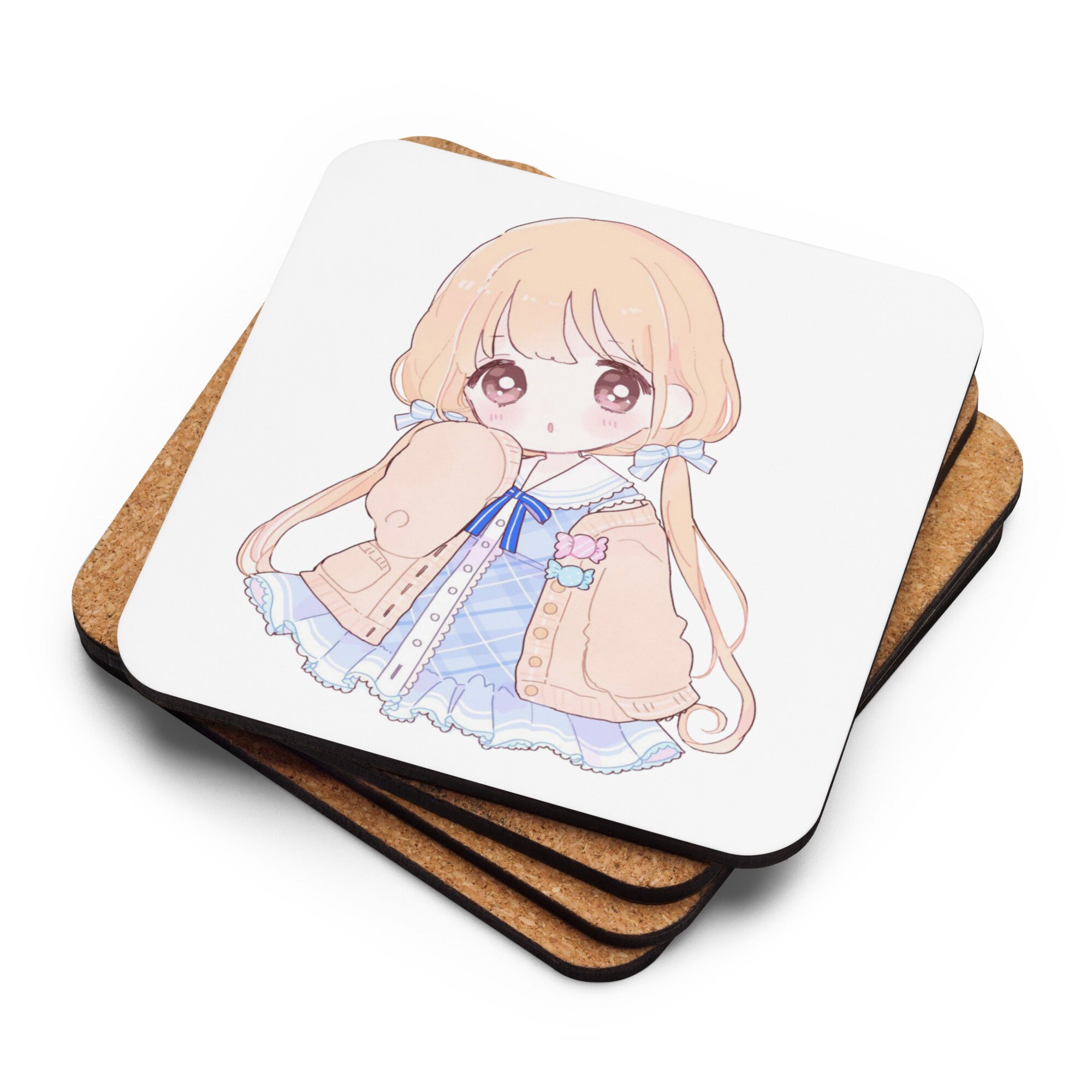 Anime Girl Cork Coasters Waterproof Sticker Anime Merch Anime - Etsy