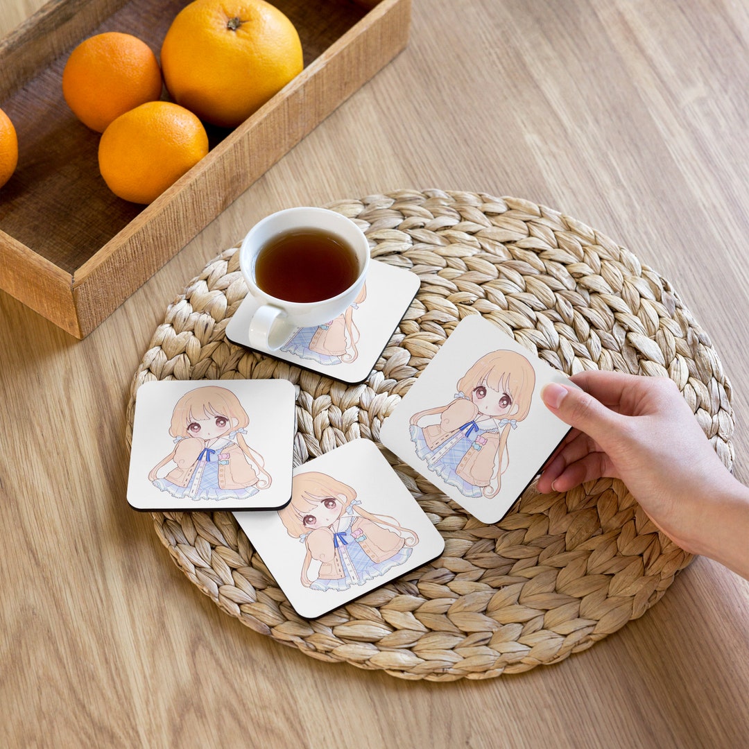 Anime Girl Cork Coasters Waterproof Sticker Anime Merch Anime Fanart ...