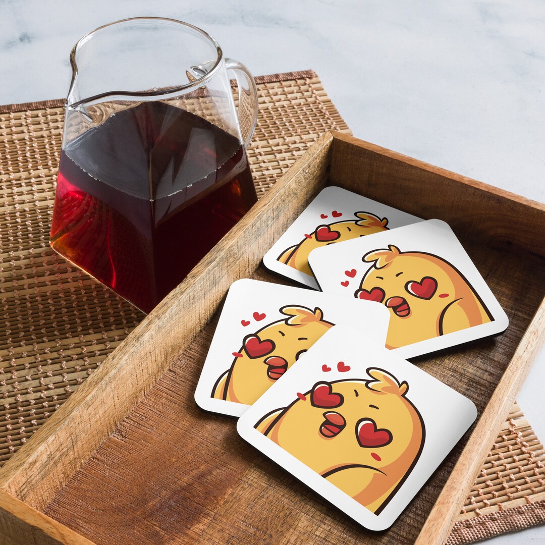 Cute Chicken Emote Cork Coaster - Bird Lover Gift - Etsy