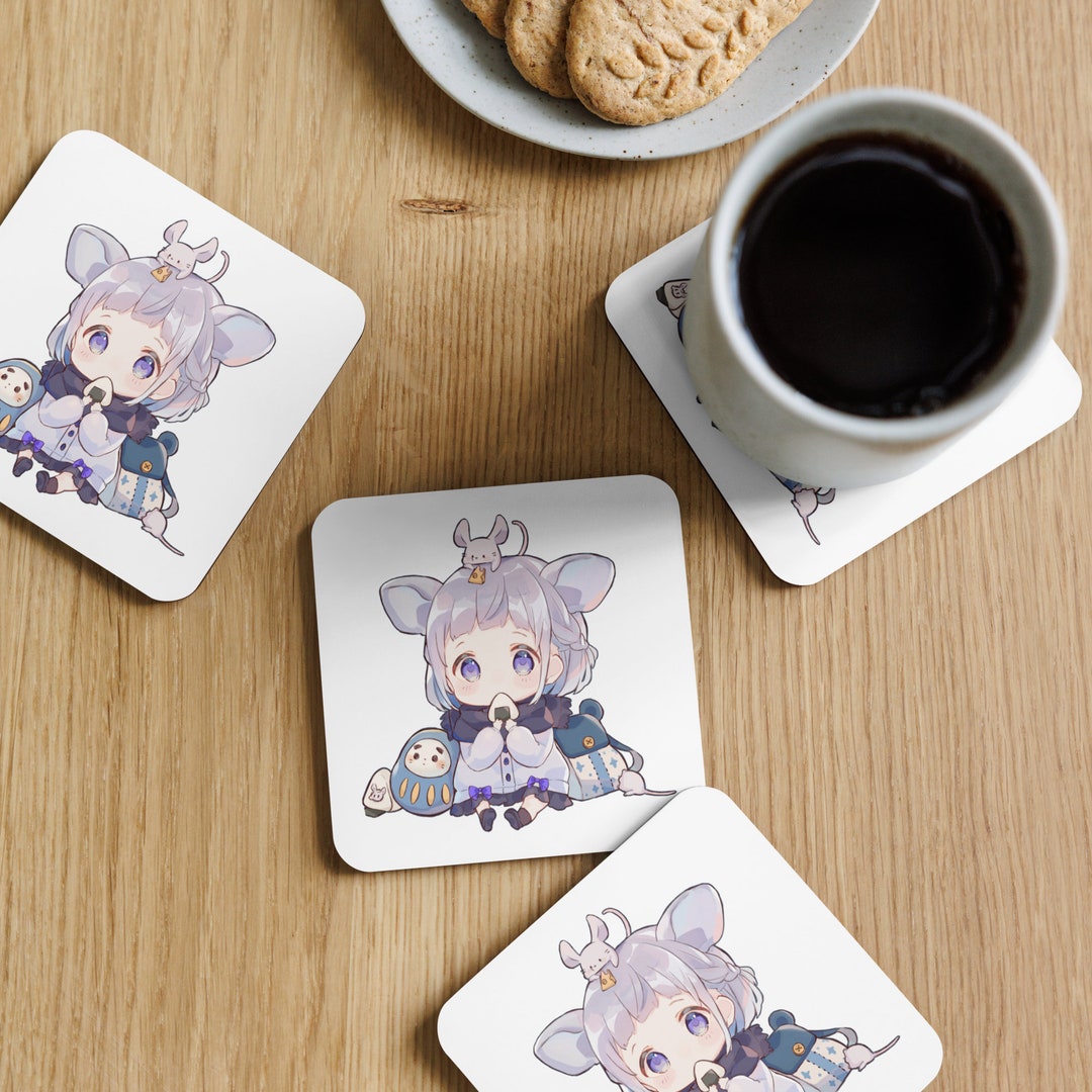 Anime Girl Cork Coasters Waterproof Sticker Anime Merch Anime Fanart ...