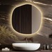 Asymmetrical Round Wall Mirror With Led Lights, Led Bathroom Mirror ...