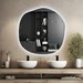 Asymmetrical Round Wall Mirror With Led Lights, Led Bathroom Mirror ...