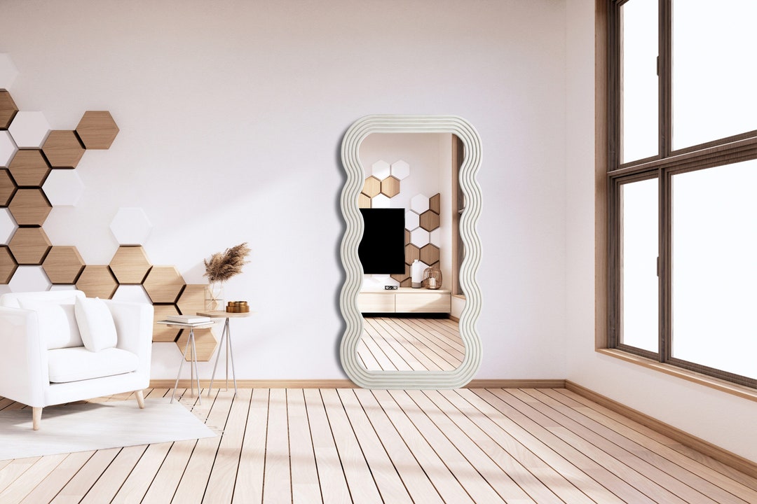 Curvy Full Body Mirror, Wavy Floor Mirror for Bedroom, Funky Full ...