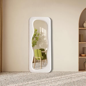 Teddy Fabric Mirror, Floor Length Wavy Mirror, Full Length Curvy Mirror ...