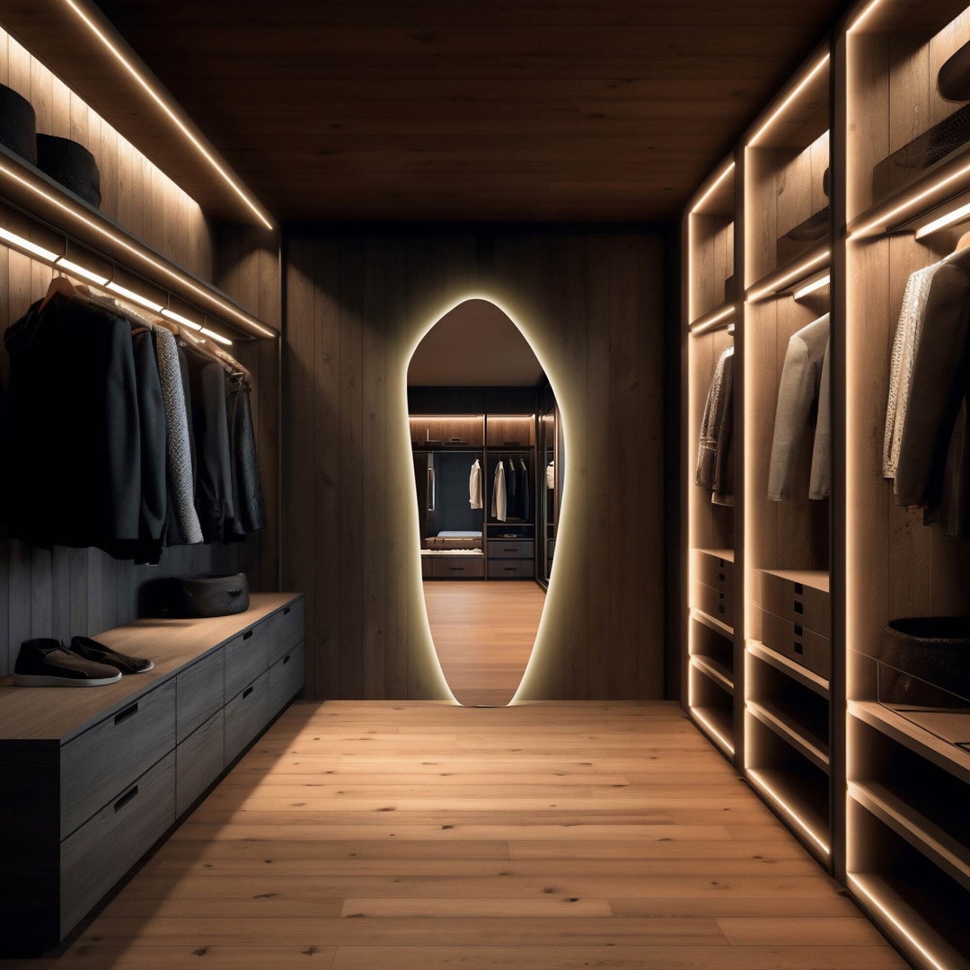 Led Lighted Full Length Mirror, Floor Mirror for Bedroom, Full Body ...