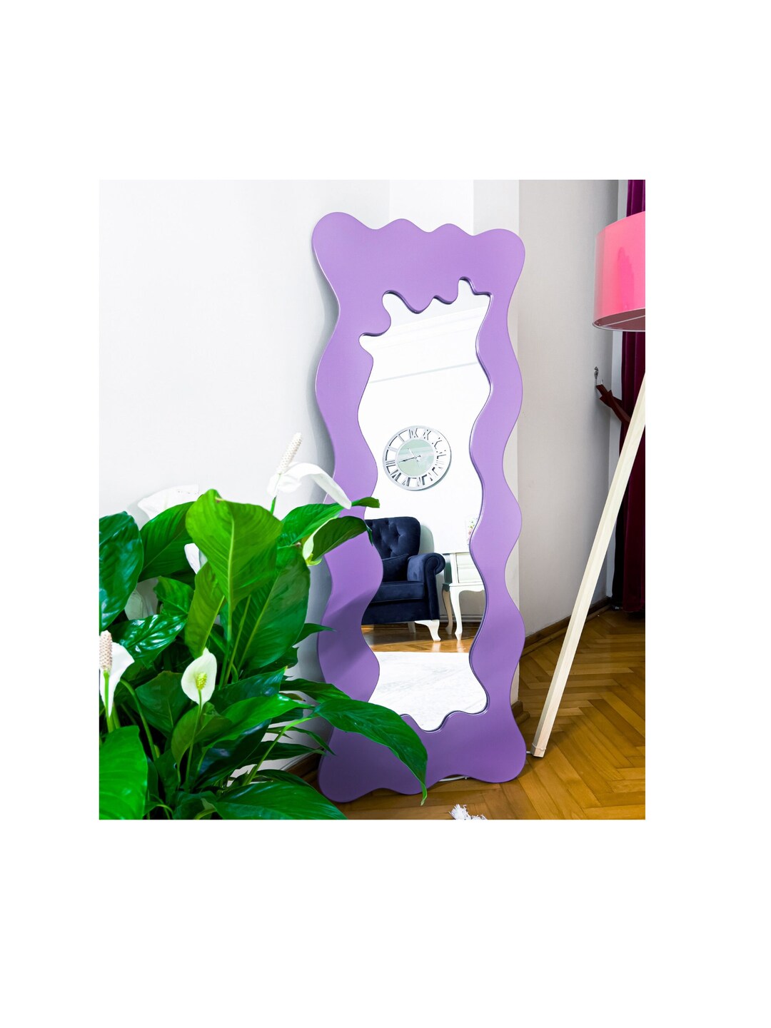 Purple Wood Frame Floor Mirror Multicolor Interior Styling - Etsy