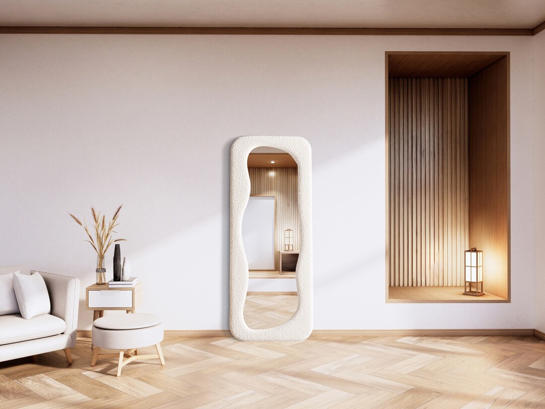 Teddy Fabric Mirror, Floor Length Wavy Mirror, Full Length Curvy Mirror ...