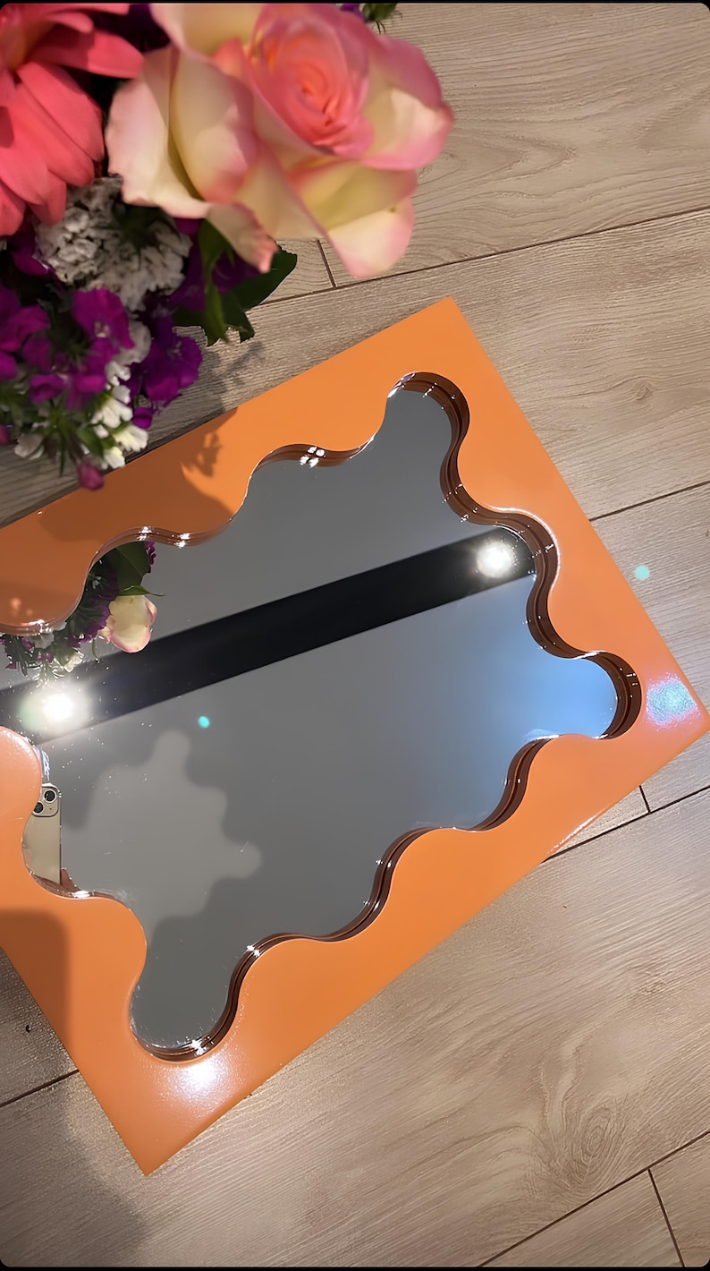 Lighted Wavy Floor Mirror, Funky Standing Mirror, Led Full Length ...