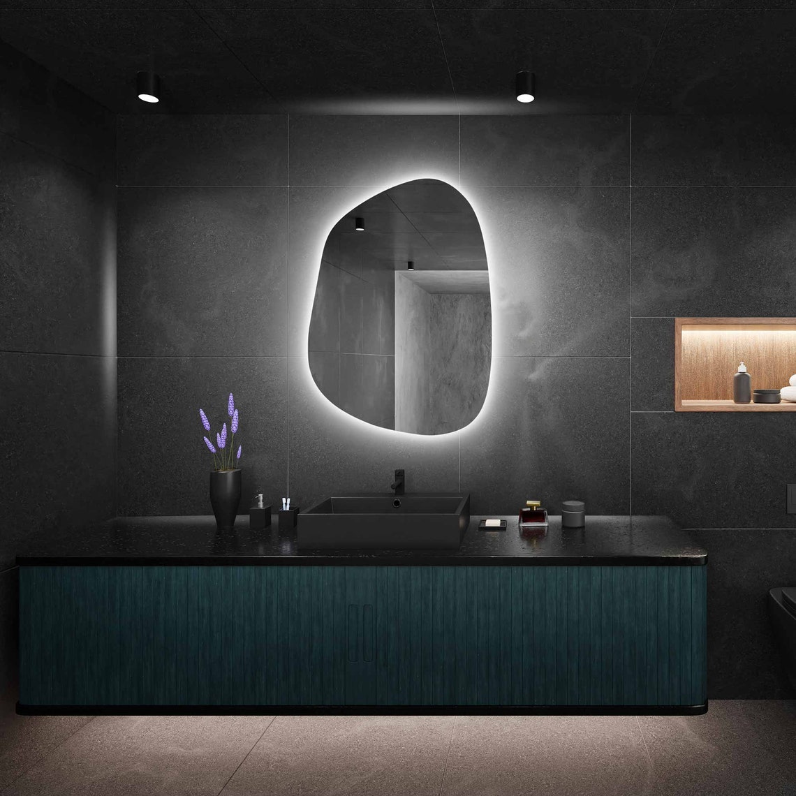 Asymmetrical Led Mirror, Bathroom Washbasin Mirror, Modern Backlit ...