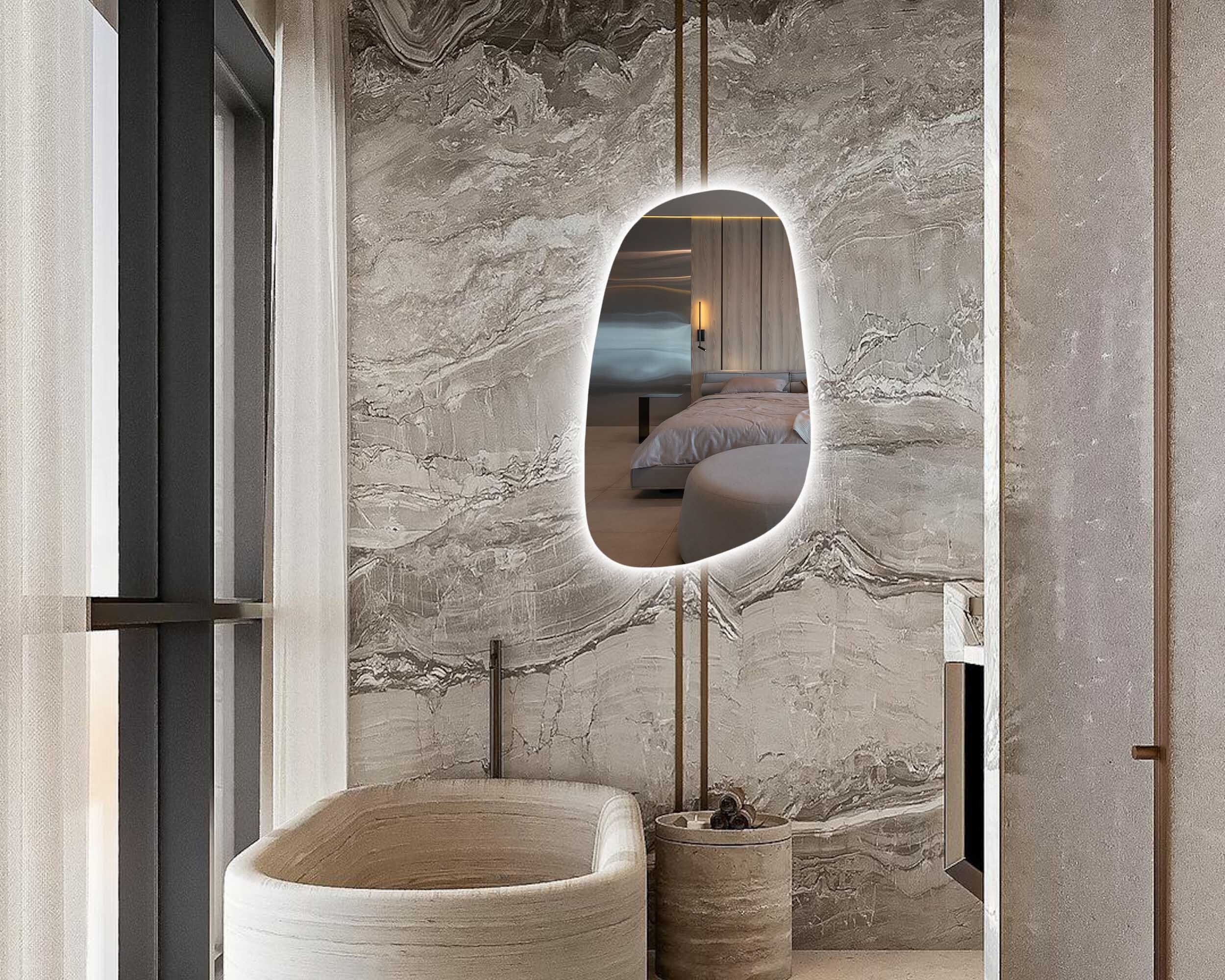 Led Lighted Irregular Mirror, Bathroom Mirror With Led Lights ...
