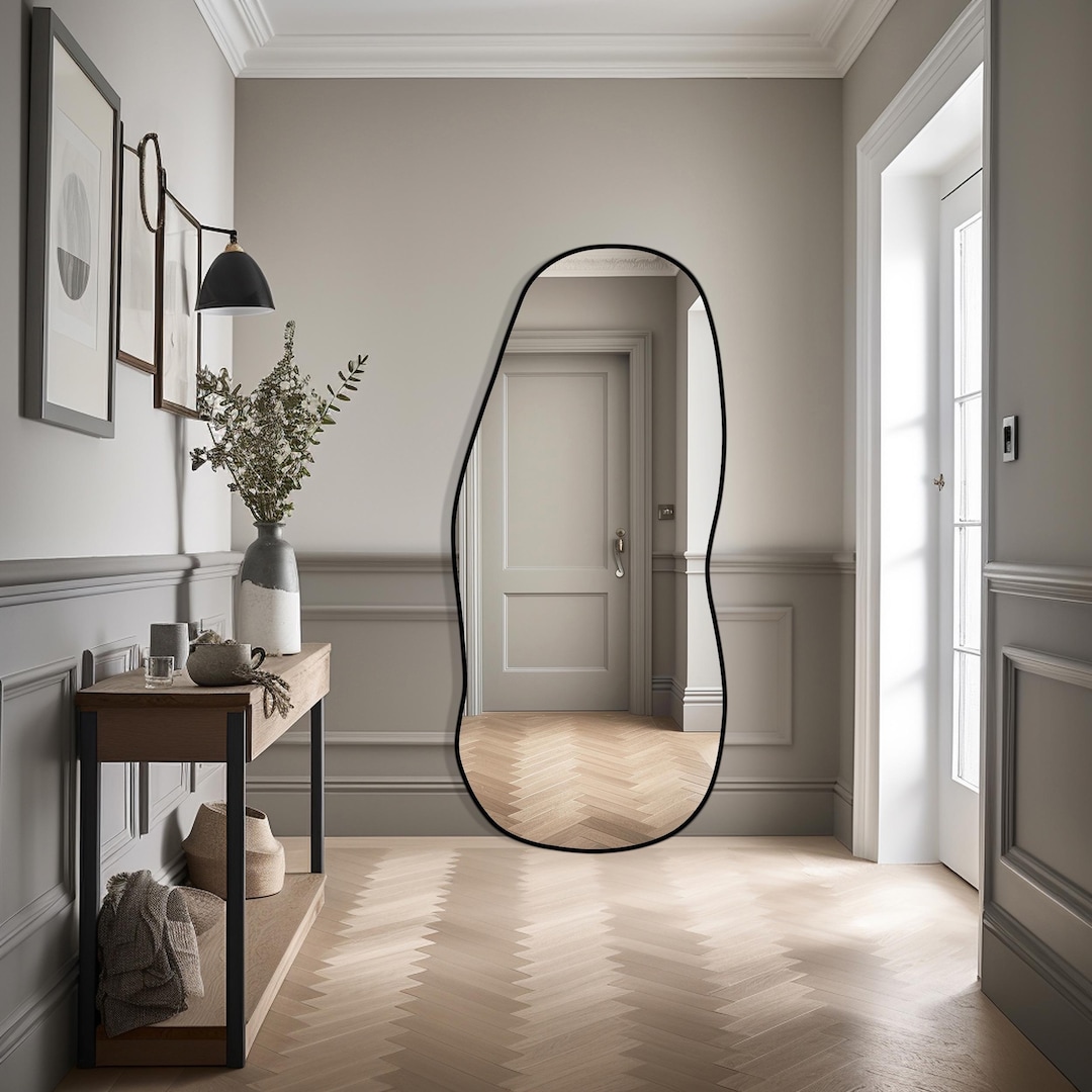 Asymmetrical Full Length Mirror, Modern Irregular Floor Mirror ...