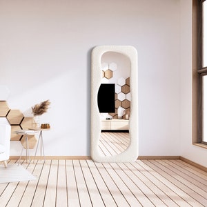 Teddy Fabric Mirror, Floor Length Wavy Mirror, Full Length Curvy Mirror ...