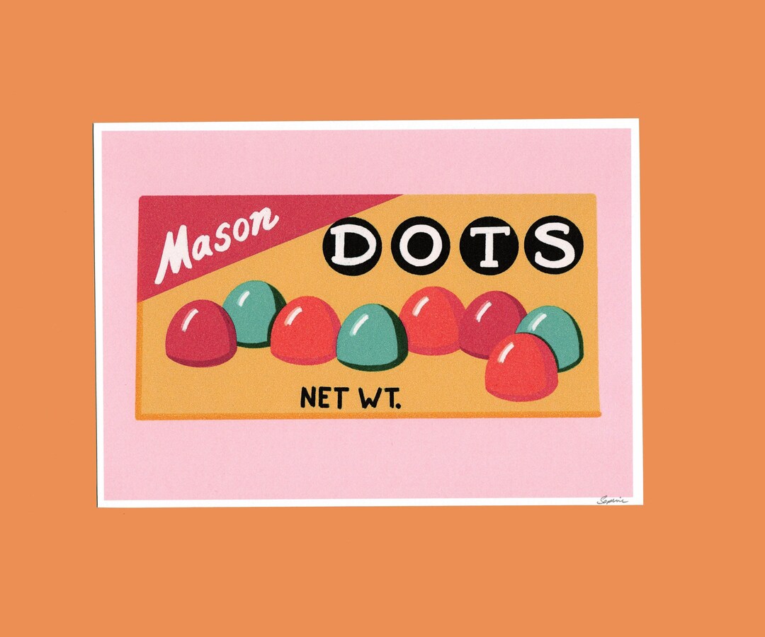 A5 Art Print - Mason Dots Sweets - Vintage Candy Packaging Illustration ...
