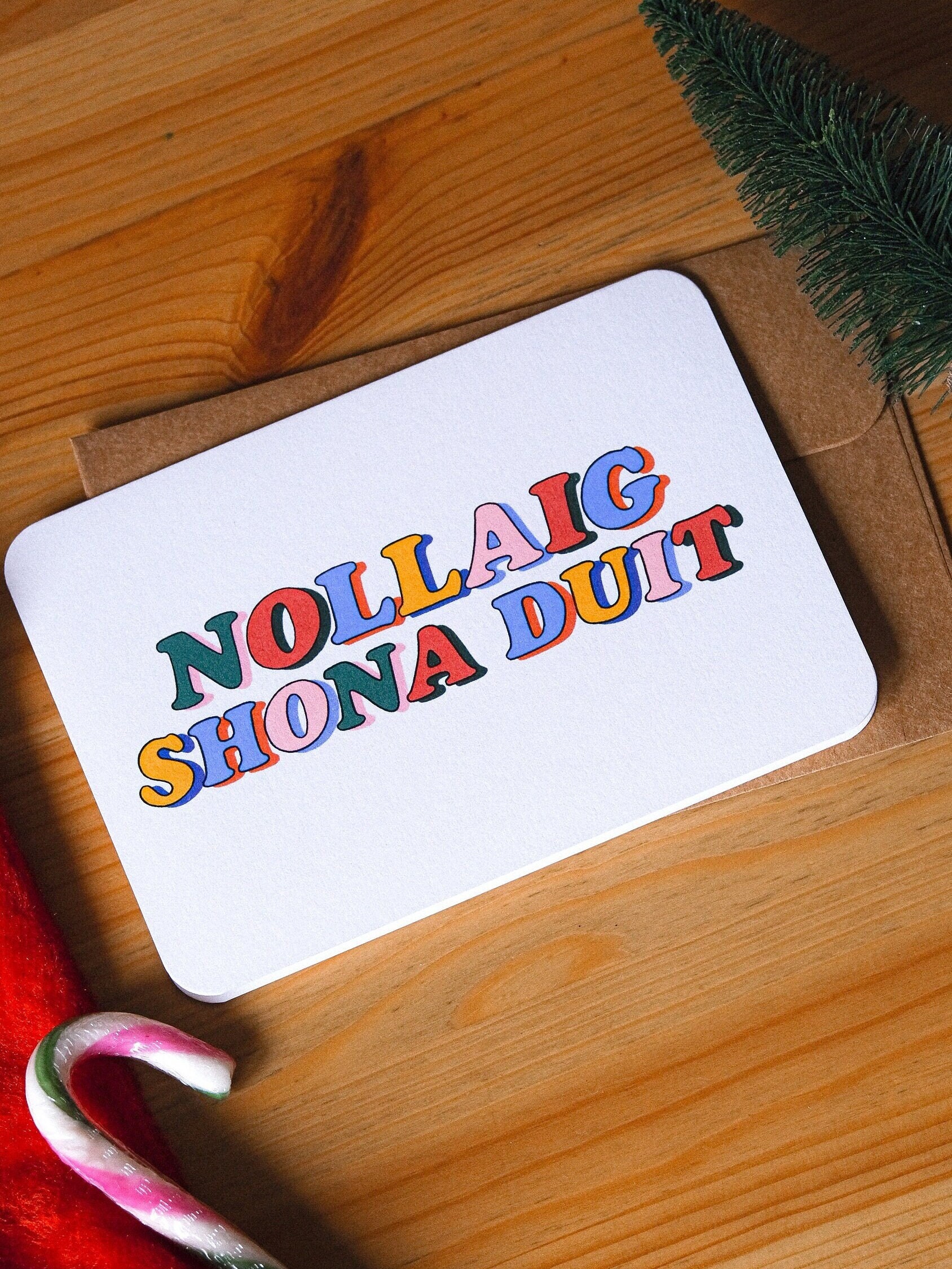 Nollag Shona Cat Irish Christmas Prints, Christmas Wreath Nollaig