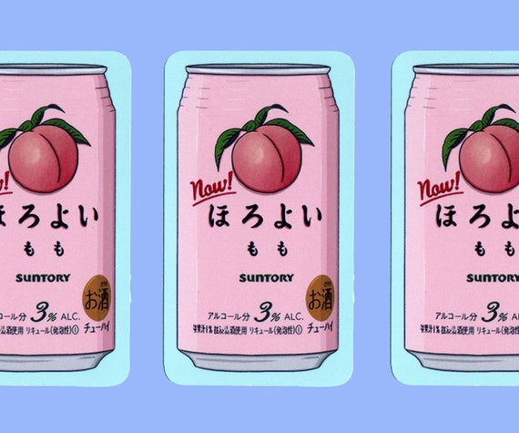 Suntory Horoyoi Peach Chu-hi Vinyl Sticker With Rounded | Etsy